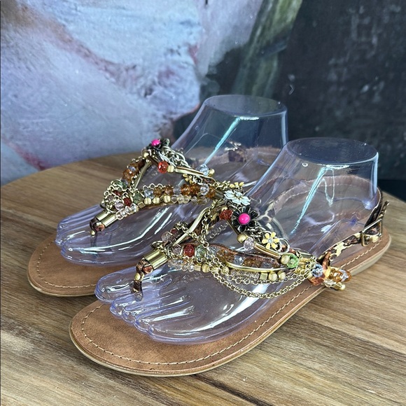 Zigi Soho | Shoes | Zigi Soho Beaded Chain Embellished Thong Backstrap ...